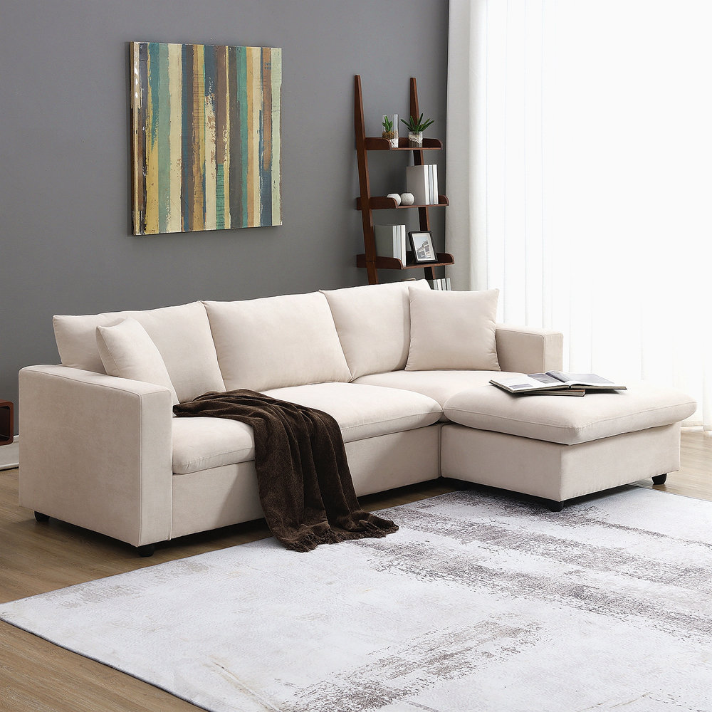 Latitude Run® 100.4*64.6" Modern Sectional Sofa,L-Shaped Couch Set With 2 Free Pillows,4-Seat ...